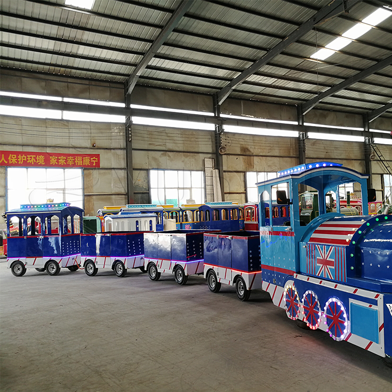 Blue British Trackless Train - Amusement equipment supplier