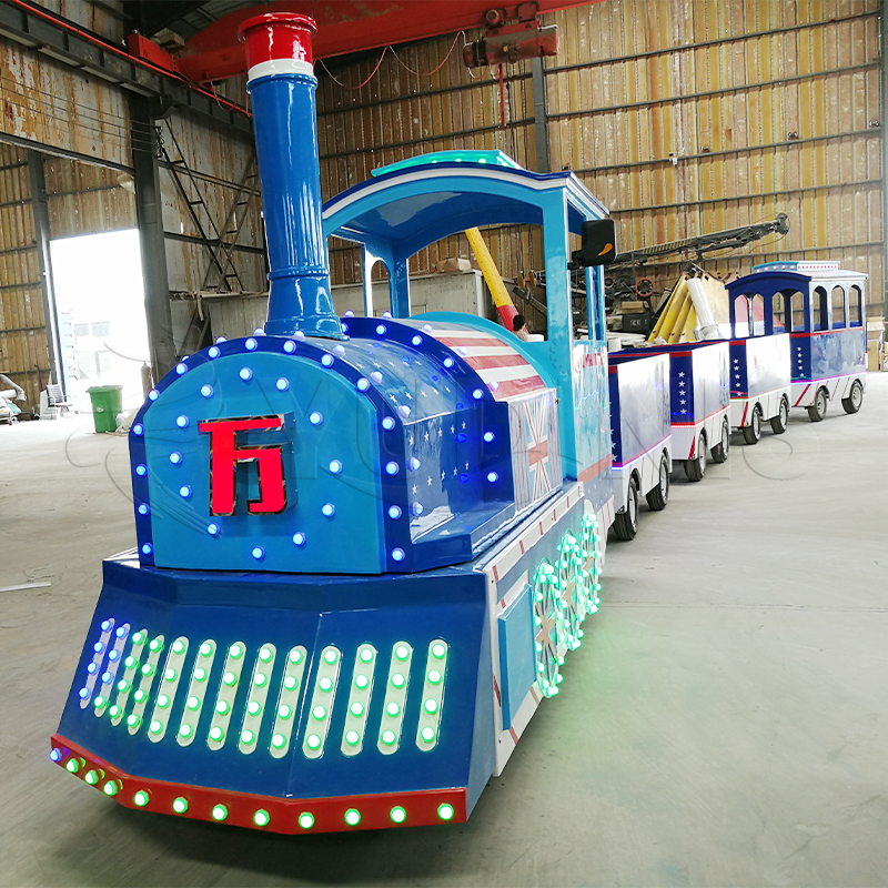 Blue British Trackless Train - Amusement equipment supplier