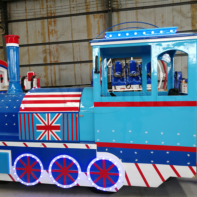 Blue British Trackless Train - Amusement equipment supplier