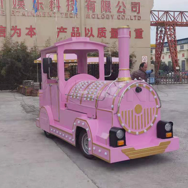 Pink Sightseeing Trackless Train - Amusement equipment supplier