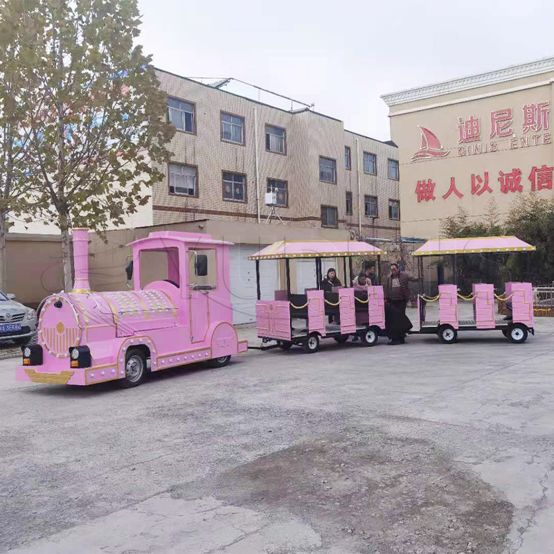 Pink Sightseeing Trackless Train - Amusement equipment supplier