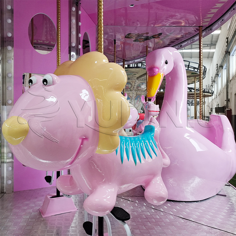 Pink Cartoon Carousel Ride - Amusement equipment supplier